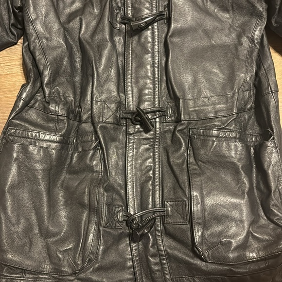Iou | Jackets & Coats | Vtg Iou Leather Toggle Zipper Black Leather ...